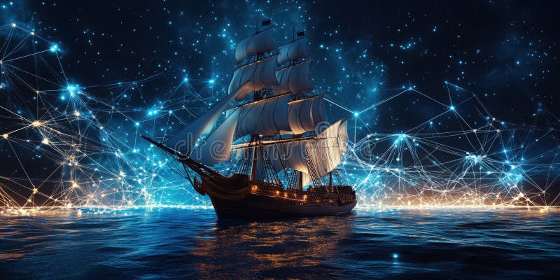 Digital Sailing Ship Navigating through a Starry Networked Ocean at ...