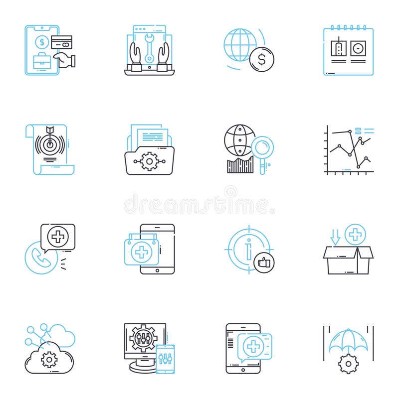 Digital Sales Linear Icons Set. E-commerce, Online Marketing ...