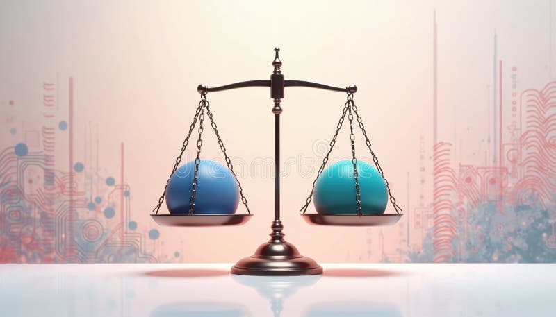 Digital Scale Balances Two Spheres, Representing Balance, Comparison in ...