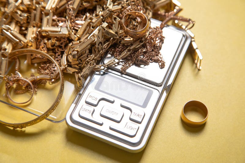 Digital Scale of Gold with a Jewelry Stock Photo - Image of chain ...