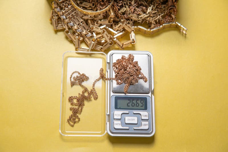 Digital Scale of Gold with a Jewelry Stock Image - Image of accessory ...
