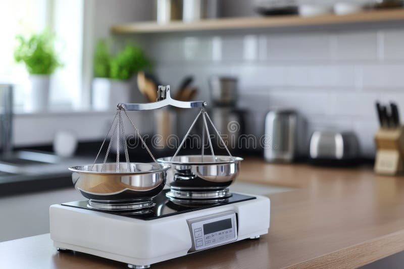 Digital Scale with Measurement Bowls on Kitchen Counter for Precise ...