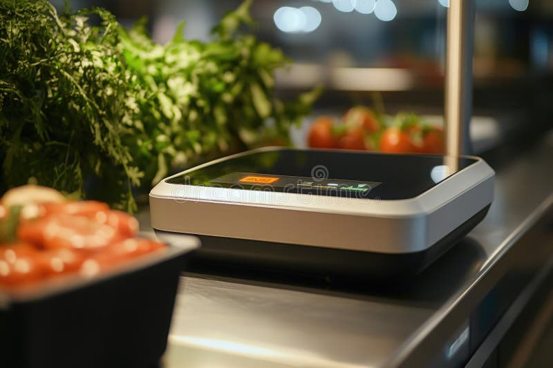 A Digital Scale Sitting on a Kitchen Counter Stock Photo - Image of ...