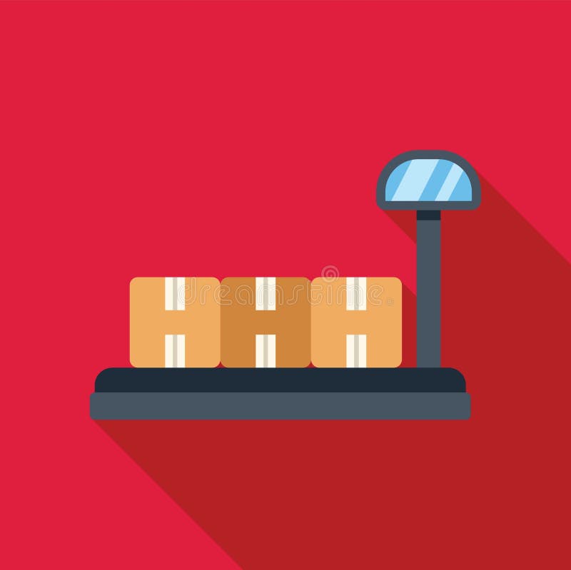 Digital Scale is Weighing Packages on a Red Background Stock ...