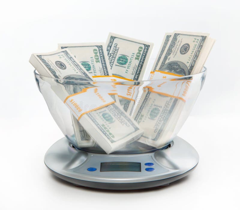 Digital scales with money stock photo. Image of bank - 36350776