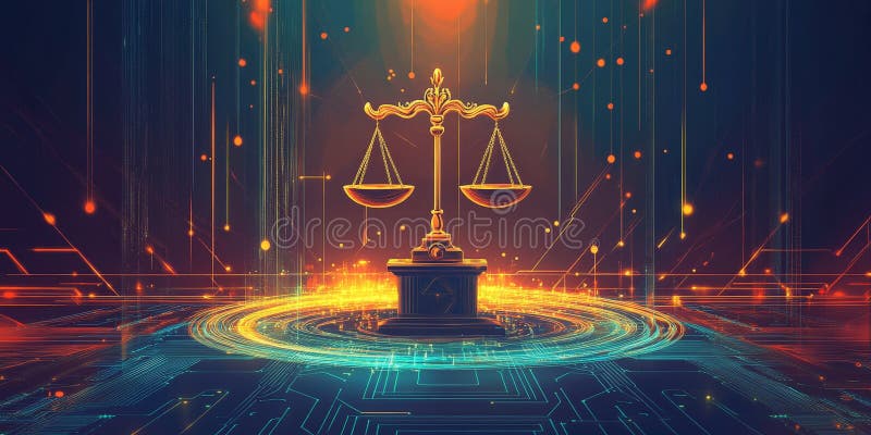 Digital Scales Symbolizing Justice Stock Illustration - Illustration of ...