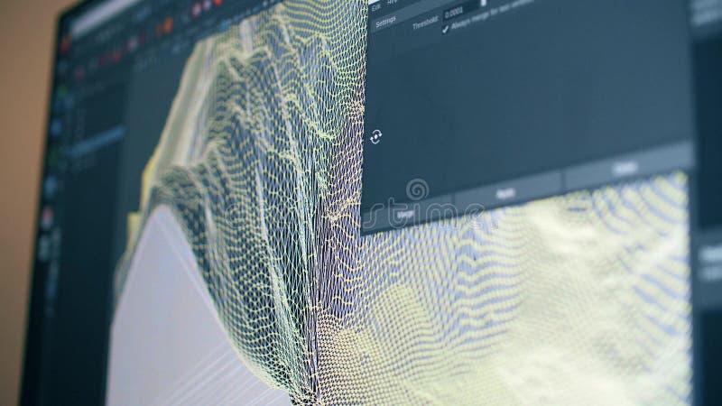 Digital Scan or 3D Visualization of Mountains on the Computer Screen ...
