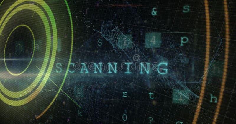 Digital Scanning Interface with Symbols and Numbers on Screen Stock ...