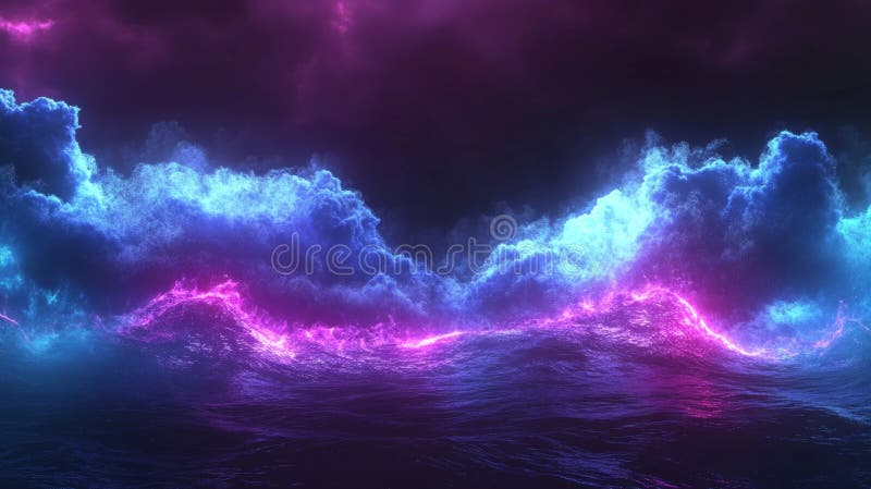 A Digital Scene with Neon Waves and Data Points that Signify Progress ...