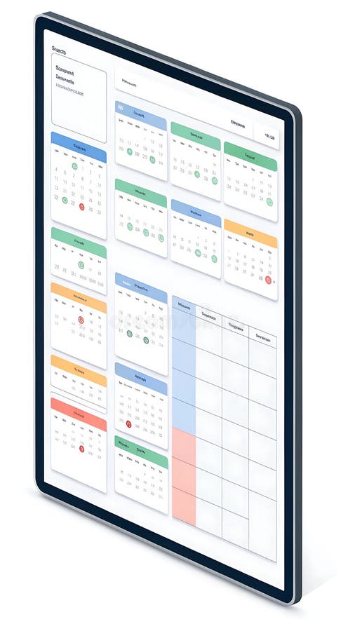Digital Schedule Application Displayed on a Tablet Screen Featuring ...