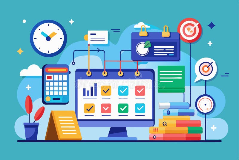 A Digital Schedule Management System Showcases Tasks, Charts, and Tools ...