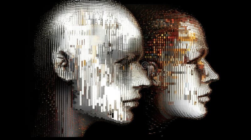 Digital Science Fiction Art of Human S Face with Pixel Dispersion ...