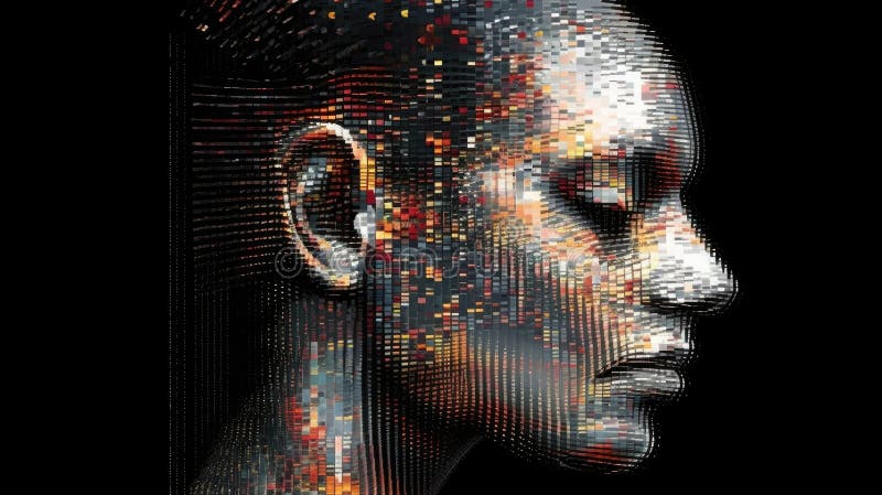 Digital Science Fiction Art of Human S Face with Pixel Dispersion ...