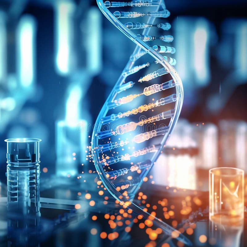 Digital Science Illustration of DNA Structure, Genetics Engineering ... Digital Science Illustration of DNA Structure, Genetics Engineering ...