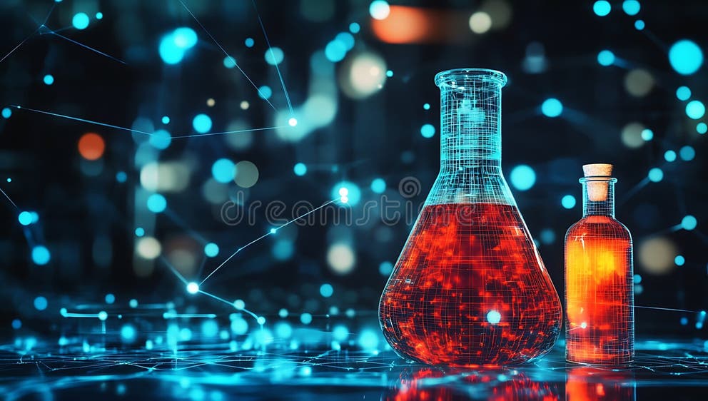 Science Lab Research with Digital Technology Concept Stock Illustration ...