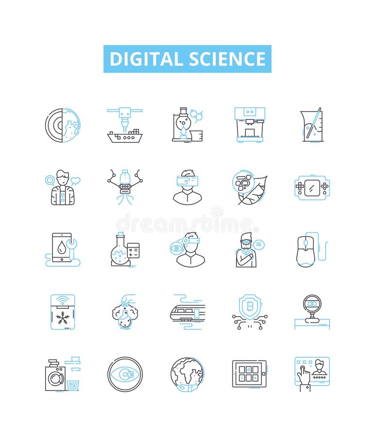 Digital Science Vector Line Icons Set. Digital, Science, Technology ...