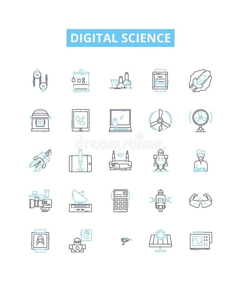 Digital Science Vector Line Icons Set Digital Science Technology