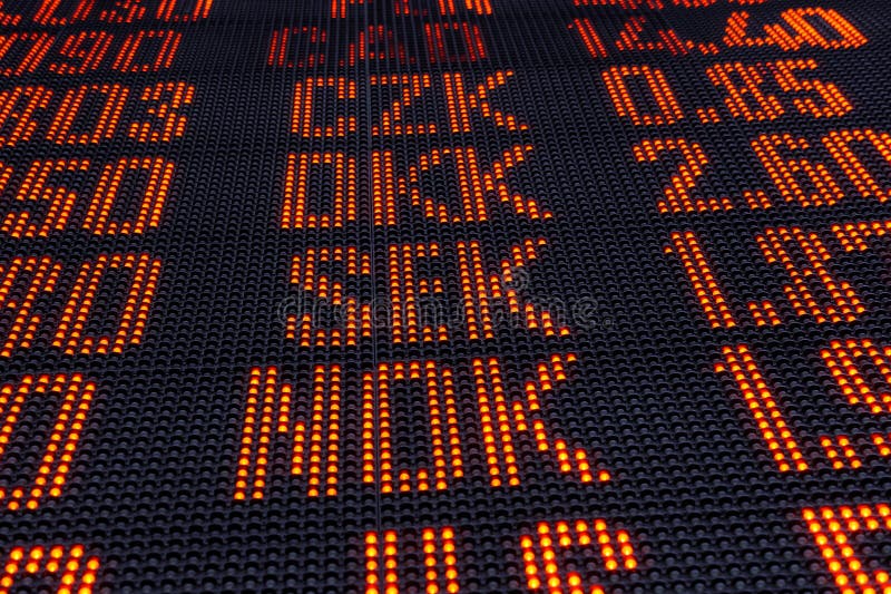 Digital Scoreboard with Currency Names and Numbers for the Exchange ...