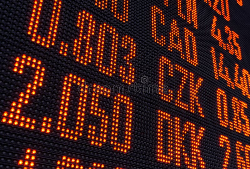 Digital Scoreboard with Currency Names and Numbers for the Exchange ...