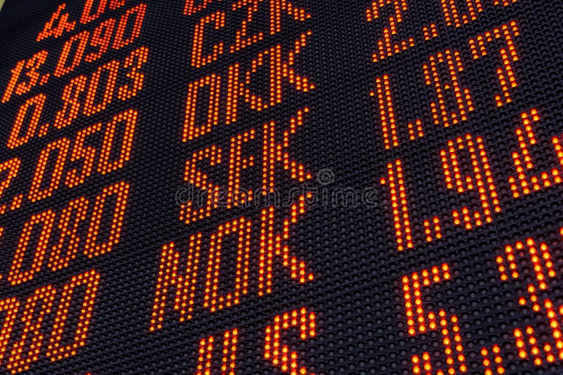 Digital Scoreboard with Currency Names and Numbers for the Exchange ...