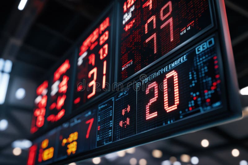 Digital Scoreboard Displaying Player Stats during a Competitive ...