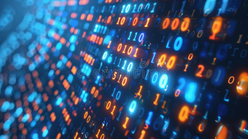 A Digital Screen With Cascading Binary Code 0s And 1s Creating A