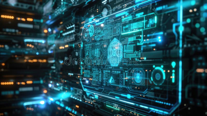 Digital Screen of Control Panel in Command Center or Cyber Security ...