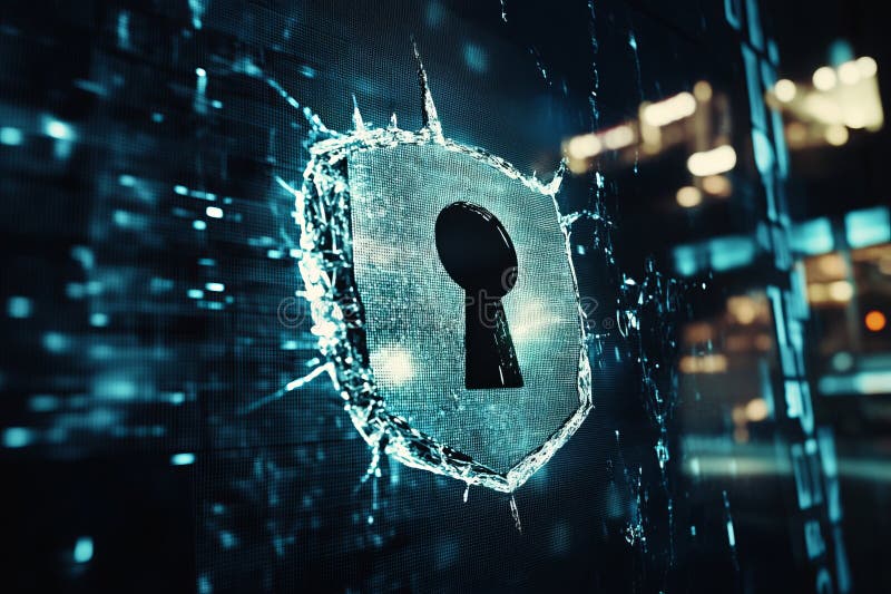 A Digital Screen Displaying a Broken Lock Icon, Symbolizing Compromised ...