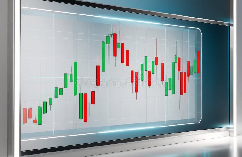 Graph with Candle in Digital Screen Share Market Concept Stock ...