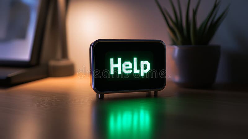 Digital Screen Displaying Help Message on Desk, Technology Concept ...