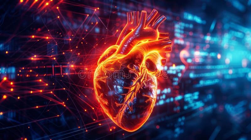 A Digital Screen Displaying a Human Heart Stock Illustration ...
