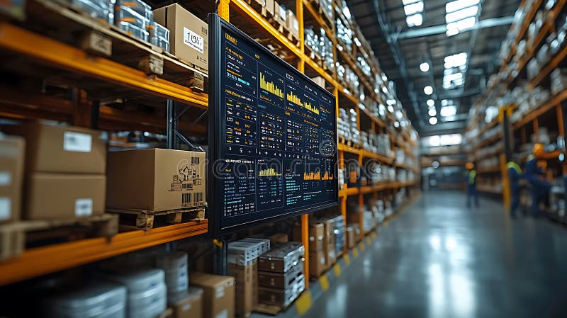 Digital Screen Displaying Inventory Data in Warehouse Environment ...