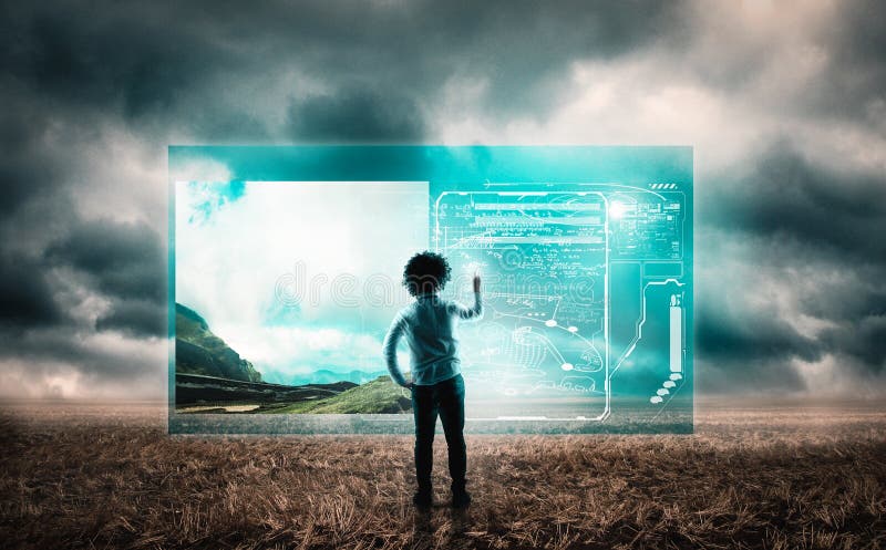 Digital screen in a field stock image. Image of research - 119000751