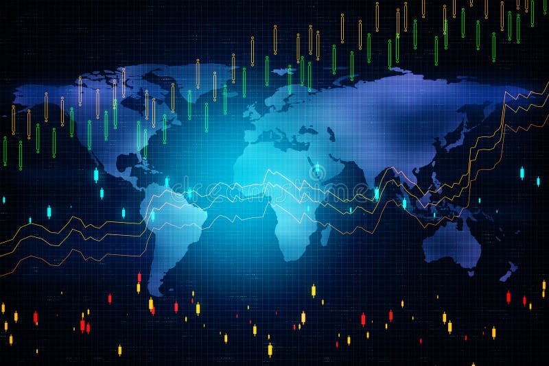 Digital Screen With Forex Graphs And World Map - Stock Image - Everypixel