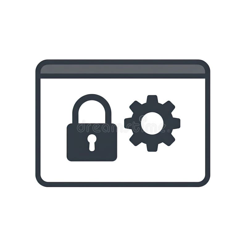 Digital Screen Icon with Lock and Gear Symbols for Security Stock ...