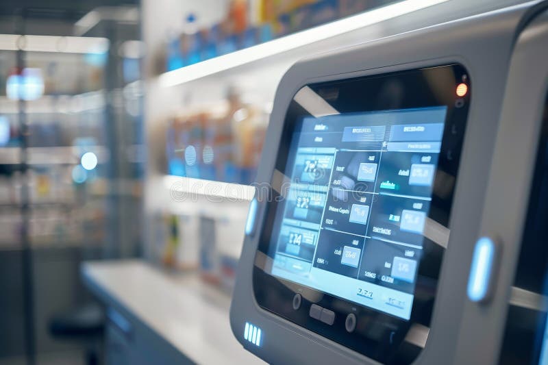 A Digital Screen with a Menu on it Stock Image - Image of blue, display ...