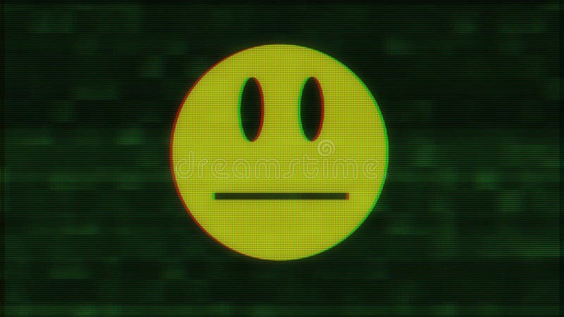Poker Face Smile Face Symbol on Hud Screen Seamless Loop Glitch ...