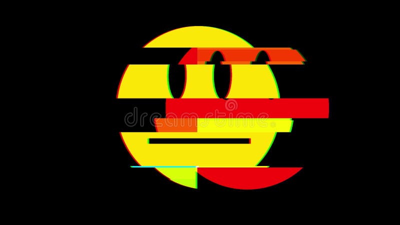 Sad Smile Face Symbol on Hud Screen Seamless Loop Glitch Interference ...