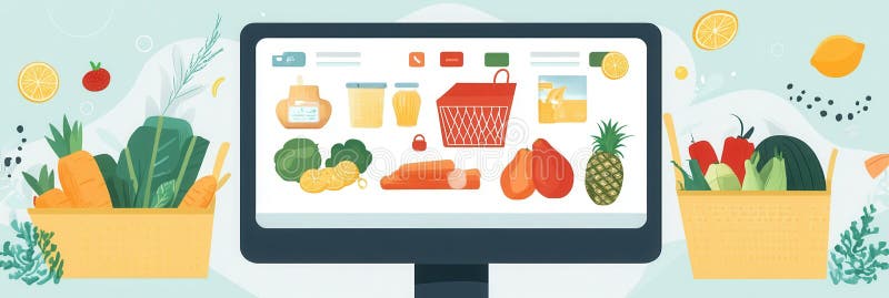 Stylized Digital Grocery Order Summary Displayed on a Modern Screen ...
