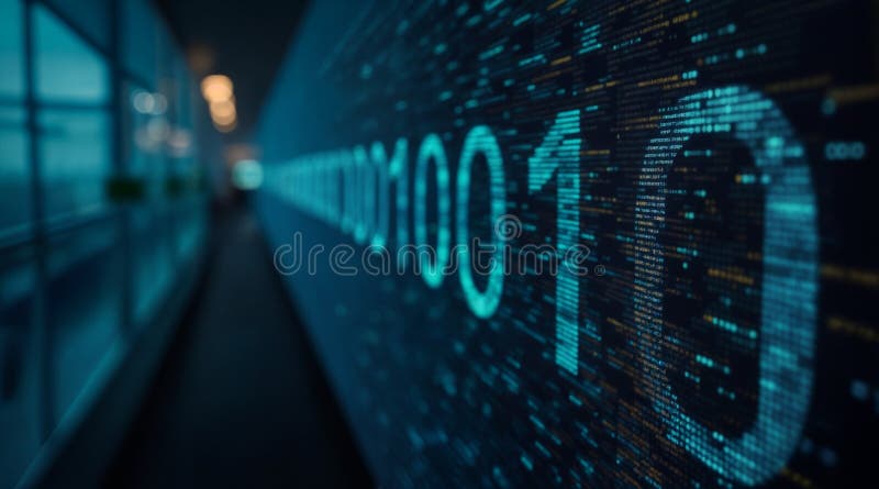 The Image Shows a Wall with Binary Digits that Read Stock Illustration ...