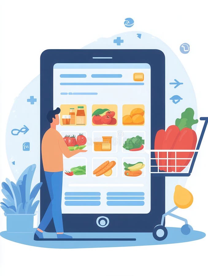 Stylized Online Grocery Order Summary Displayed on a Digital Screen ...