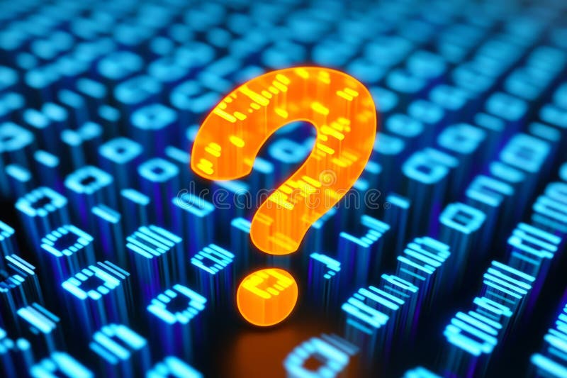 A Digital Screen Shows a Question Mark Icon with Glitches, Indicating ...