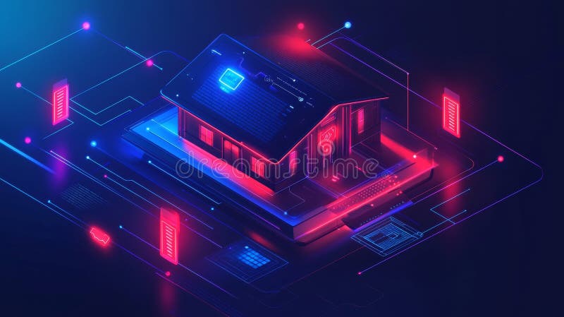 Digital Screens Display Control Icons, Graphs, and Wireless Connection ...