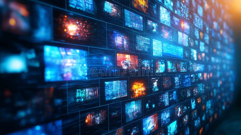 Digital Screens Display Vibrant Visuals in Futuristic Setting ...