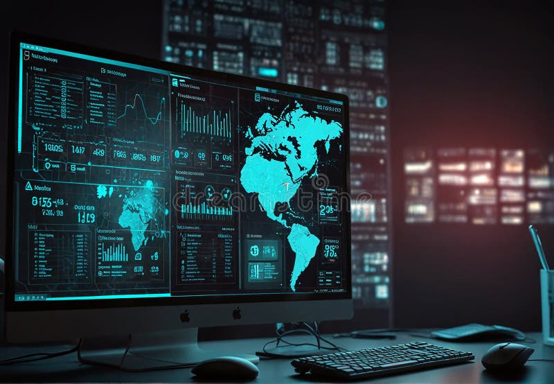 Digital Screens Showing Real-time Cloud Computing Analytics and Metrics, DevOps Stock ...