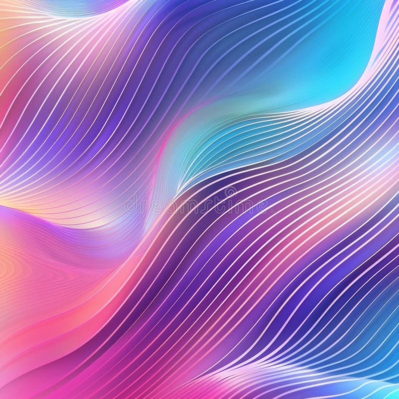 Digital Sea Alive with Merging Waves of Color Stock Illustration ...