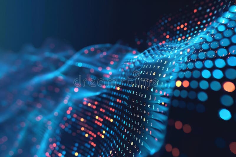 Digital Sea of Data, Flowing through the Network Stock Illustration ...