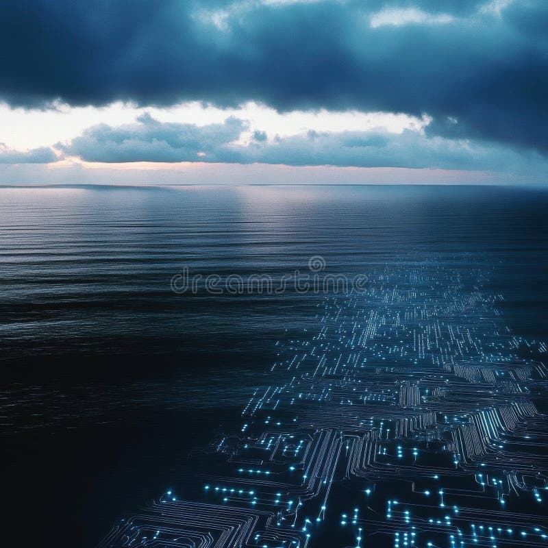 The Digital Sea, Where Technology Meets Nature Stock Photo - Image of ...