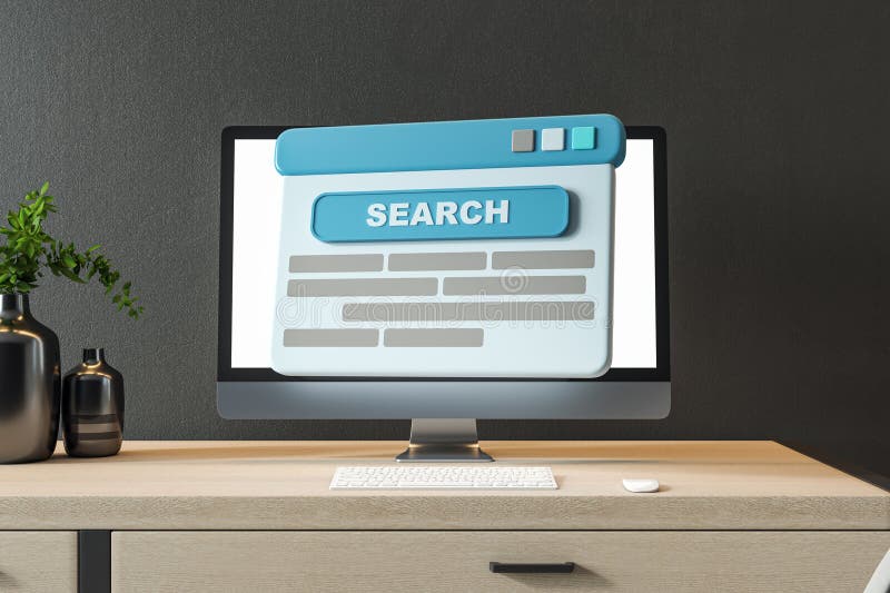 Digital Search Interface Concept Displayed on Desktop Screen in Modern ...