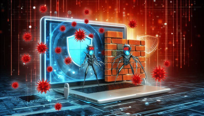 Digital Security Against Cyber Threats and Viruses Stock Illustration ...